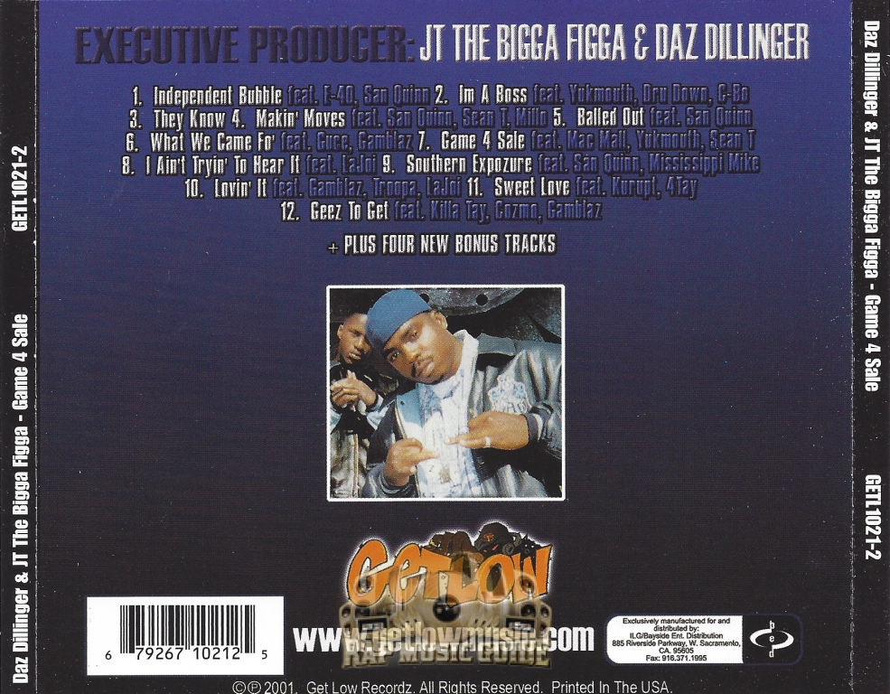 Daz Dillinger & JT The Bigga Figga - Game For Sale: CD | Rap Music Guide